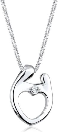 Elli Halskette Silber 925 Mutter Kind Anhänger Damen Kette Kristall, Schmuck Geschenke für Frauen Mädchen Mama Freundin, Muttertag Geburt Silberkette Länge