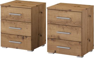 rauch home24 Nachtkommode II 2er-Set 40 x 52 x 40cm 3 Braun/Eiche Artisan Dekor