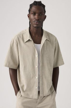 Levi's Chemise Manche Courte Boxy Lama - Homme - Beige / Cadiz Plaid Silver Birch - XL