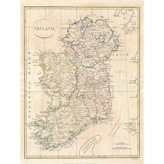 Wee Blue Coo 1799 Clement Cruttwell Map Ireland Vintage Art Print Poster Wall Decor Kunstdruck Poster Wand-Dekor-12X16 Zoll