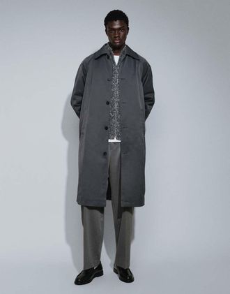 Asos Oversize-Trenchcoat in Anthrazit-Grau