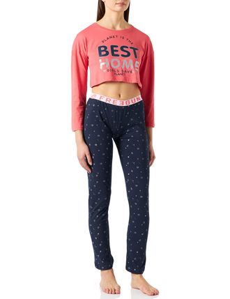 Freegun Damen AF.FGFUT.PL2.MZ Pyjamaset, Rose/Marine, XX-Large