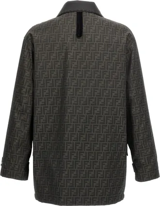 Fendi Logo-Jacquard Waxed Jacket - Brown