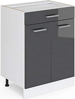 Vicco Meuble Bas Universel R-Line, Anthracite Haute Brillance/Blanc, 60 cm avec tiroirs, sans Plan de Travail