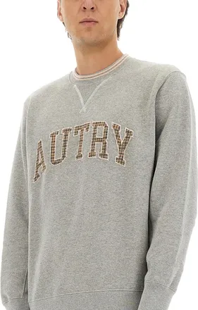 Autry Logo-Print Cotton Sweatshirt - Gray