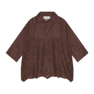 Ermanno Scervino Femme, Blouses et Chemises, Brun, Taille: 38 FR Chemise l&eacute;g&egrave;re en mousseline de coton