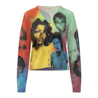 Versace Femme, Pulls, Multicolore, Taille: 40 FR Gilet en Maille de Soie Imprim&eacute;e