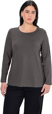 Ulla Popken Langarm-Shirt, Gris Graphite, 60/62 FR Femme