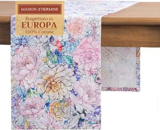Maison d'Hermine Floral Love Chemin de Table 100 % Coton pour f&ecirc;tes d&icirc;ners/Vacances Cuisine Printemps/&eacute;t&eacute; (50cm x 150cm)