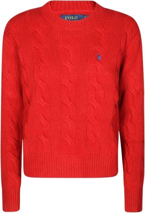 Ralph Lauren Pullover aus Woll-Kaschmir-Mischung mit Zopfmuster - - Knitwear - Damen - Rot - S