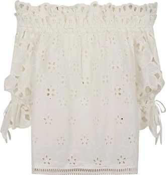 Ermanno Scervino Femme, Blouses et Chemises, Beige, Taille: 34 FR Blouse Orn&eacute;e de Broderies