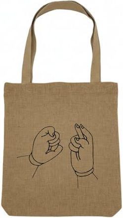 Fabulous Sac Shopping Tote Bag Aspect Lin - Dessin de Mains Croise les Doigts Line art Chance - Sac de Courses Toile Epaisse 360g Beige Naturel Cabas Port&eacute; Epa