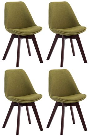 Clp 4er Set Retrostühle Borneo V2 Mit Stoffbezug Und Hochwertiger Polsterung I Lehnstühle Mit Holzgestell, Farbe:grün, Gestell Farbe:walnuss