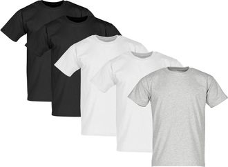 Fruit Of The Loom Valueweight T Shirt 5er-Pack Herren, 2xBlack +2xWhite +1xHeatherGrey, 3XL