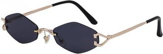 Generic Petites lunettes de soleil géométriques sans monture en métal pour hommes et femmes vintage en losange pour les nuances irrégulières masculines, 1, Ta
