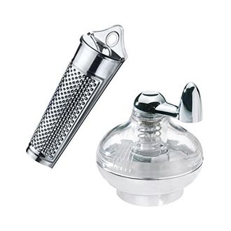 Westmark 1 moulin &agrave; noix de muscade + 1 r&acirc;pe &agrave; noix de muscade, avec zone de rangement, plastique/acier inoxydable, argent&eacute;/transparent, 695722E6