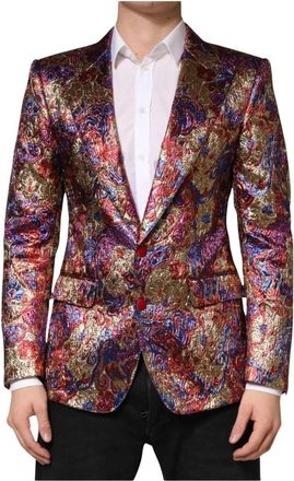 Dolce & Gabbana Homme, Vestes, Multicolore, Taille: M Blazer droit en jacquard