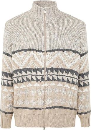 Brunello Cucinelli Homme, Pulls, Multicolore, Taille: L Pull en cachemire avec d&eacute;tails c&ocirc;tel&eacute;s