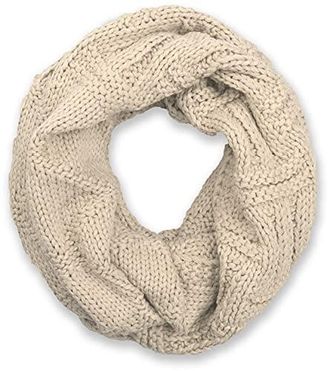 styleBREAKER écharpe loop tricotée avec motif grille et strie, mailles fines unies, écharpe dhiver, unisexe 01018155, couleur:Beige