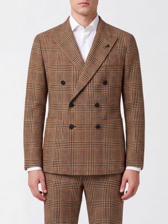 Tagliatore Blazer crois&eacute; en laine m&eacute;lang&eacute;e pied-de-poule &agrave; revers en pointe