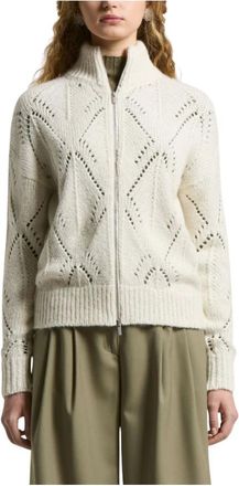 PESERICO Femme, Pulls, Beige, Taille: 42 FR Cardigan en mélange dalpaga avec fermeture éclair