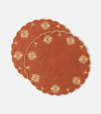 Cabana Set de 2 sets de table Terracotta en lin et coton