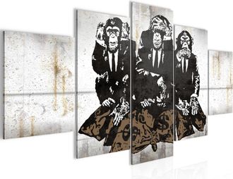 Runa Art Bild Loft Wohnzimmer Street Art Affen 5 Teilig Duke of Lancaster UK Grau Wandbilder auf Vlies Leinwand 037053a