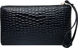 Generic Portefeuille long avec fermeture éclair sur le pourtour pour femme, pochette pour femme, petite taille, Noir, Taille unique