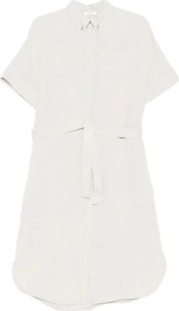 PANICALE Panicale, Femme, Robes, Beige, Taille: 40 FR Midi Linen Canvas Shirt Dress