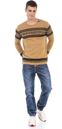 Cipo & Baxx Herren Pullover CP243 Kamel - Stylischer Strickpullover im modernen Design mit hohem Perfekt f&uuml;r Freizeit, Alltag & Coole Streetwear Outfits - CP243 K