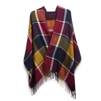 Miss Lulu Damen Schal Winter übergroßer Quadratisch Deckenschal Karo Tartan Streifen Weich mit Fransen für Herbst Winter Weihnachten