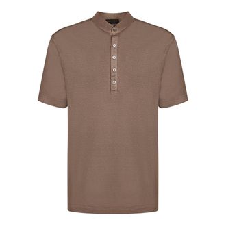 Dell'Oglio Homme, Tops, Brun, Taille: 2XL Polo en Lin