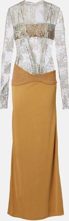 CHRISTOPHER ESBER Robe S&egrave;pienne aus Spitze und Veloursleder