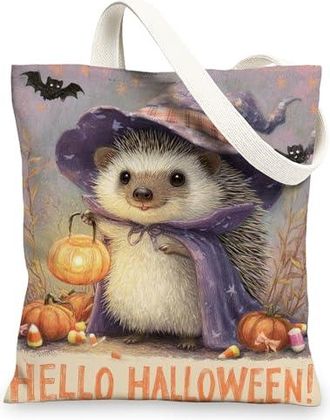 Generic Sac fourre-tout en toile motif animal fantaisie, sac à provisions réutilisable, léger et lavable avec bandoulière, multicolore, 13x15 Inch