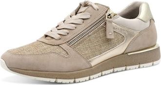 Tamaris Baskets pour femme en cuir et tissu beige avec fermeture &eacute;clair, semelle amovible, plante confortable, 23776, beige, 38 EU