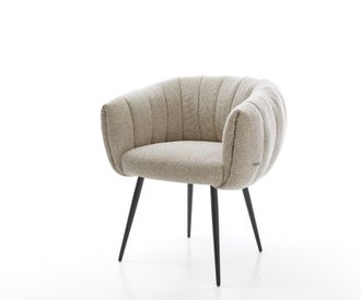 DELIFE Esszimmerstuhl Jada-Flex Webstoff Soft Beige 4-Fu&szlig; konisch Schwarz Taschenfederkern, Esszimmerst&uuml;hle