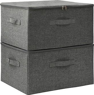 vidaXL 2x Boîtes de Rangement Coffres de Rangement Pliables Organisateurs Conteneurs Stockage Chambre Maison Intérieur Tissu 43x34x23 cm Anthracite