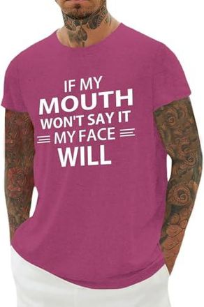 Generic T-shirt amusant pour homme - T-shirt &agrave; manches courtes et col rond imprim&eacute; lettre d&eacute;t&eacute; tendance basique d&eacute;contract&eacute; coupe r&eacute;guli&egrave;re vacances quotidien