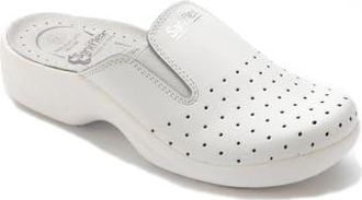 Saniflex 621-10 Sabots Mules Chaussons Chaussures en Cuir, Femme, Blanc, EU 41