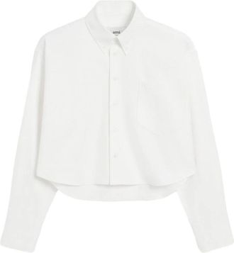 Ami Cropped Baumwollhemd - - Blouses & Shirts - Damen - Wei&szlig; - S