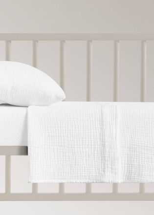 Mango Drap plat berceau tissu gaze blanc cass&eacute; - Home - 100x150cm - MANGO HOME