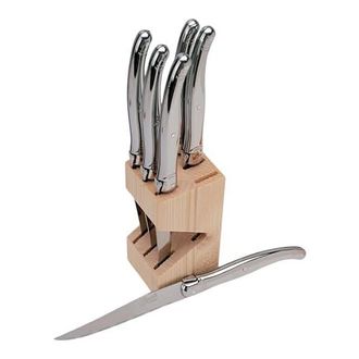 Jean Dubost Laguiole Jean Dubost 16572 Bloc 6 Couteaux Steak Tout Inox, Argent