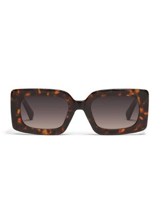 Quay Quay - Talk Show - Rechteckige Sonnenbrille in Schildpatt-Optik mit get&ouml;nten Gl&auml;sern-Brown