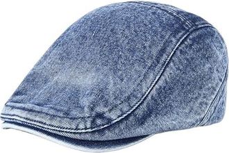 Generic Chapeau vintage en denim d&eacute;lav&eacute; for femme, casquette de taxi, chapeau plat d&eacute;t&eacute; for le soleil Pour lautomne et lhiver(Mid blue)