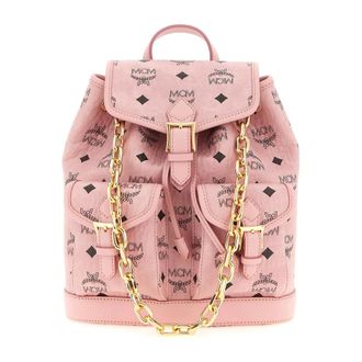 MCM Sac &agrave; dos Stark avec Monogramme et D&eacute;tail Cha&icirc;ne - Femme - Sacs - Rose - Taille: ONE Size