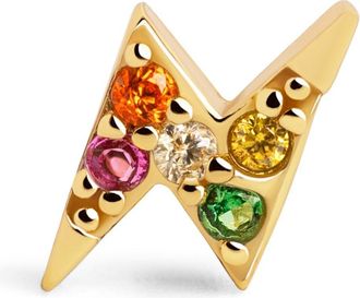 Singularu Einzelner Ohrring Blitzschlag Colors. Sterlingsilber mit 18 kt Goldbeschichtung und Zirkonia. Schmuck f&uuml;r Damen