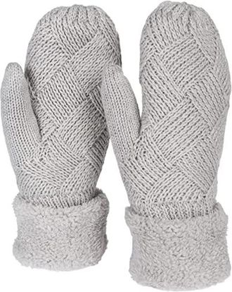 styleBREAKER Mitaines dhiver chaudes pour femmes, gants à motif de losanges, polaire thermique, gants tricotés 09010031, couleur:Gris clair
