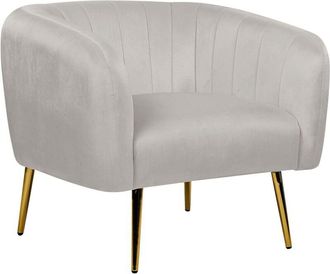 Beliani Cocktailsessel Hellgrau Polsterbezug aus Samtstoff mit Metallgestell in Gold Glamour&ouml;ser Edler Stil Wohnzimmer Salon Esszimmer Flur