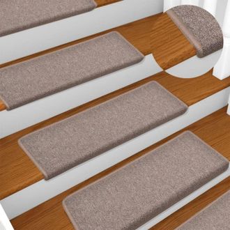 vidaXL Tapis descalier 15 pcs 65x21x4 cm Marron clair
