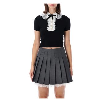 Self Portrait Strickoberteil mit Spitzendetails - - Blouses & Shirts - Damen - Schwarzk - S